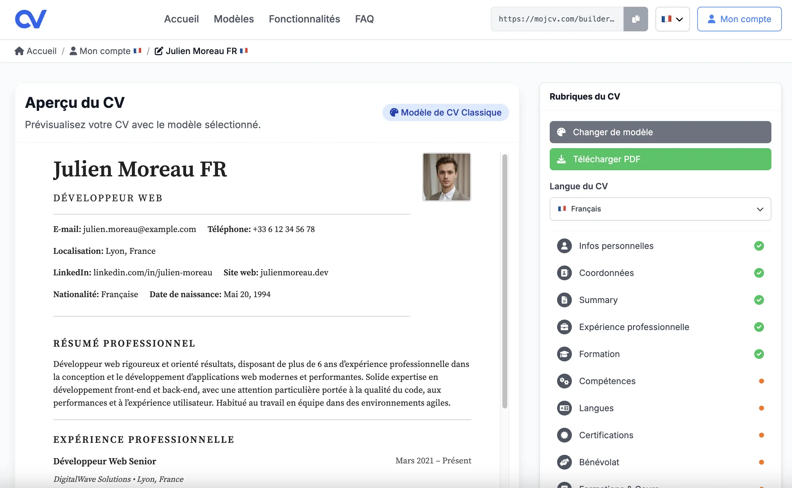 Générateur de CV PDF Gratuit : Créez un CV Professionnel sans inscription